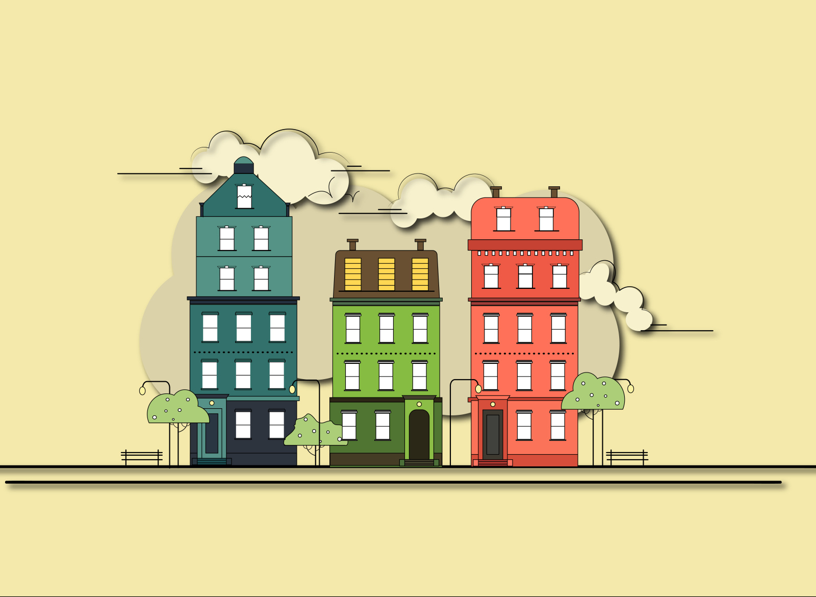 Town Building by Krunal Vora on Dribbble