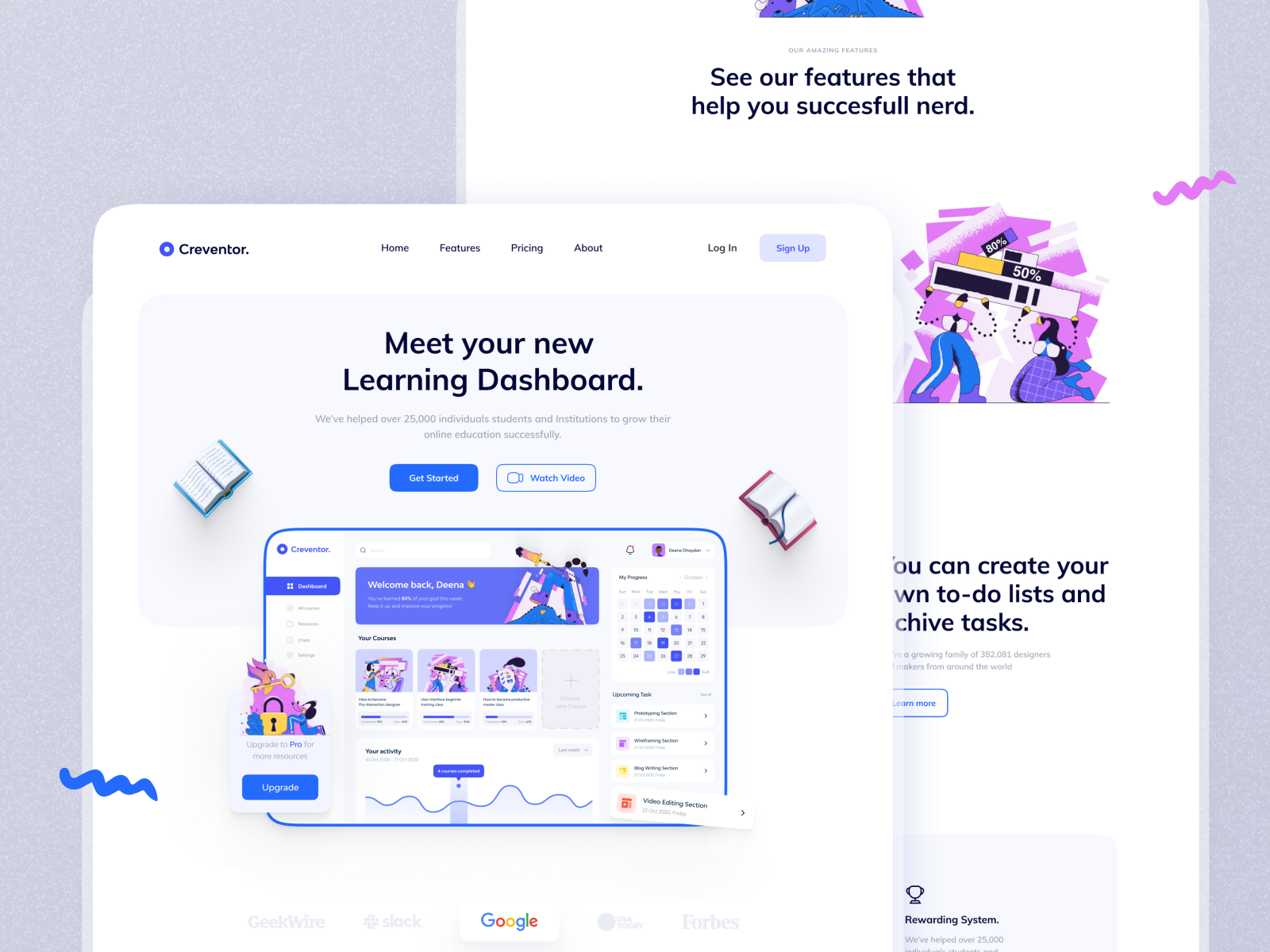 Learning Dashboard landing page 📖 by Deena Dhayalan on Dribbble