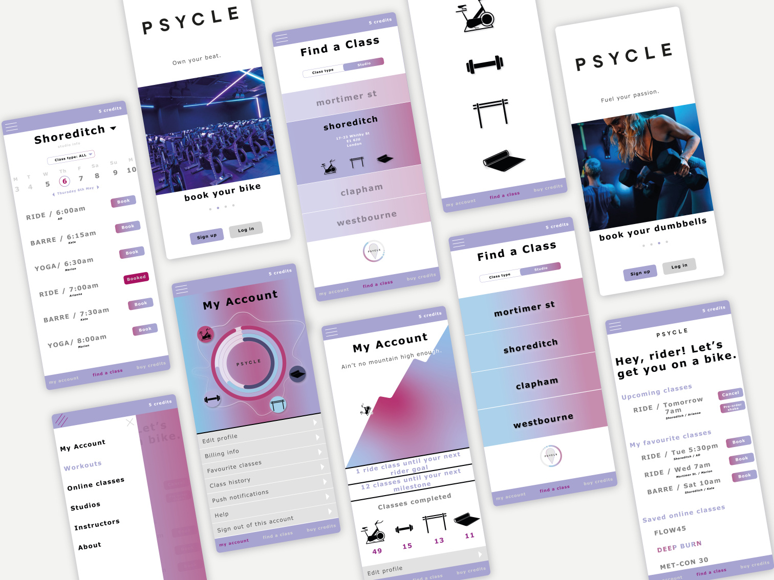 PSYCLE Mobile App Design by Anna Hyvönen on Dribbble