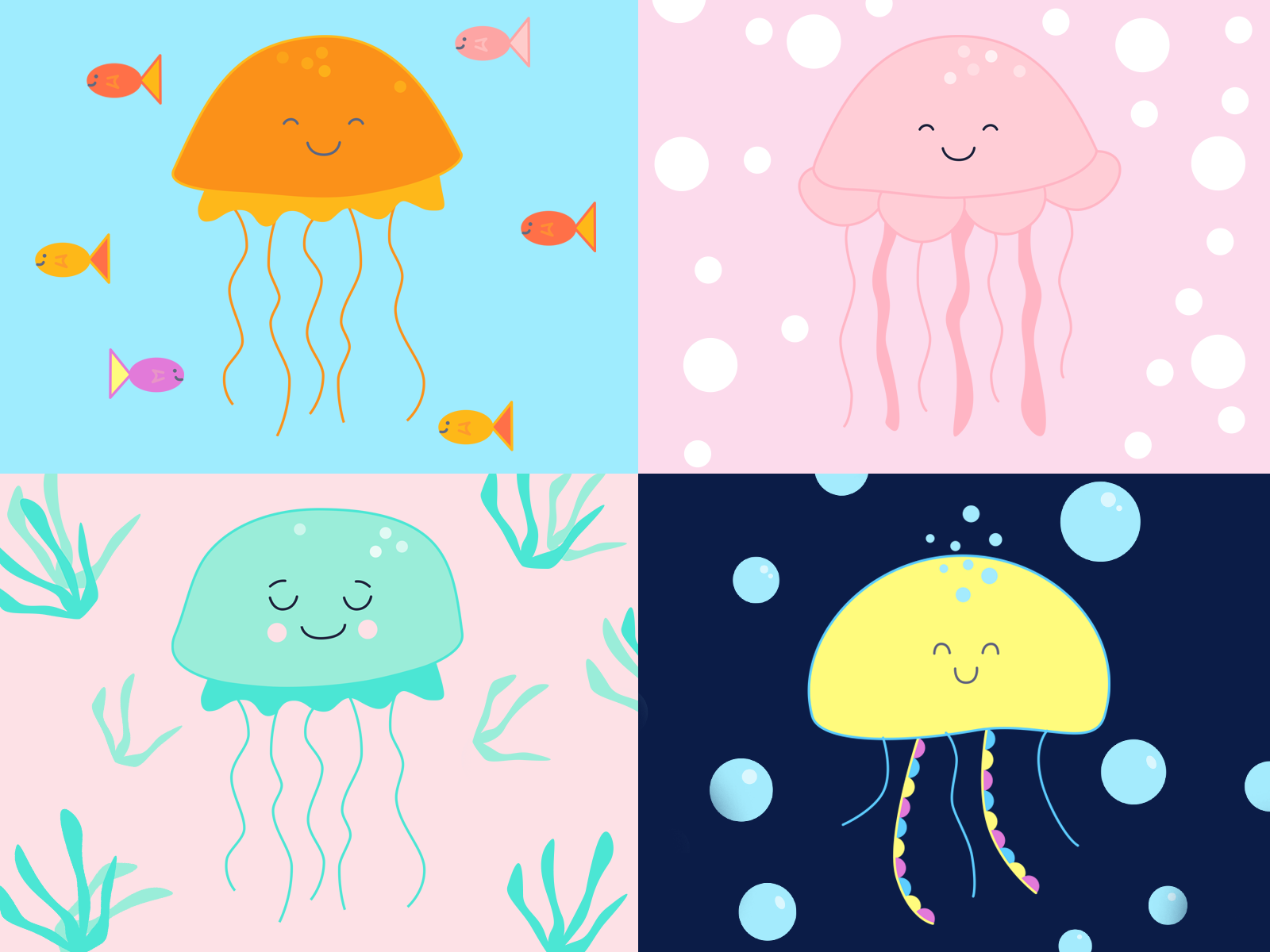 Jellyfish Characters by Cristina Varodi on Dribbble