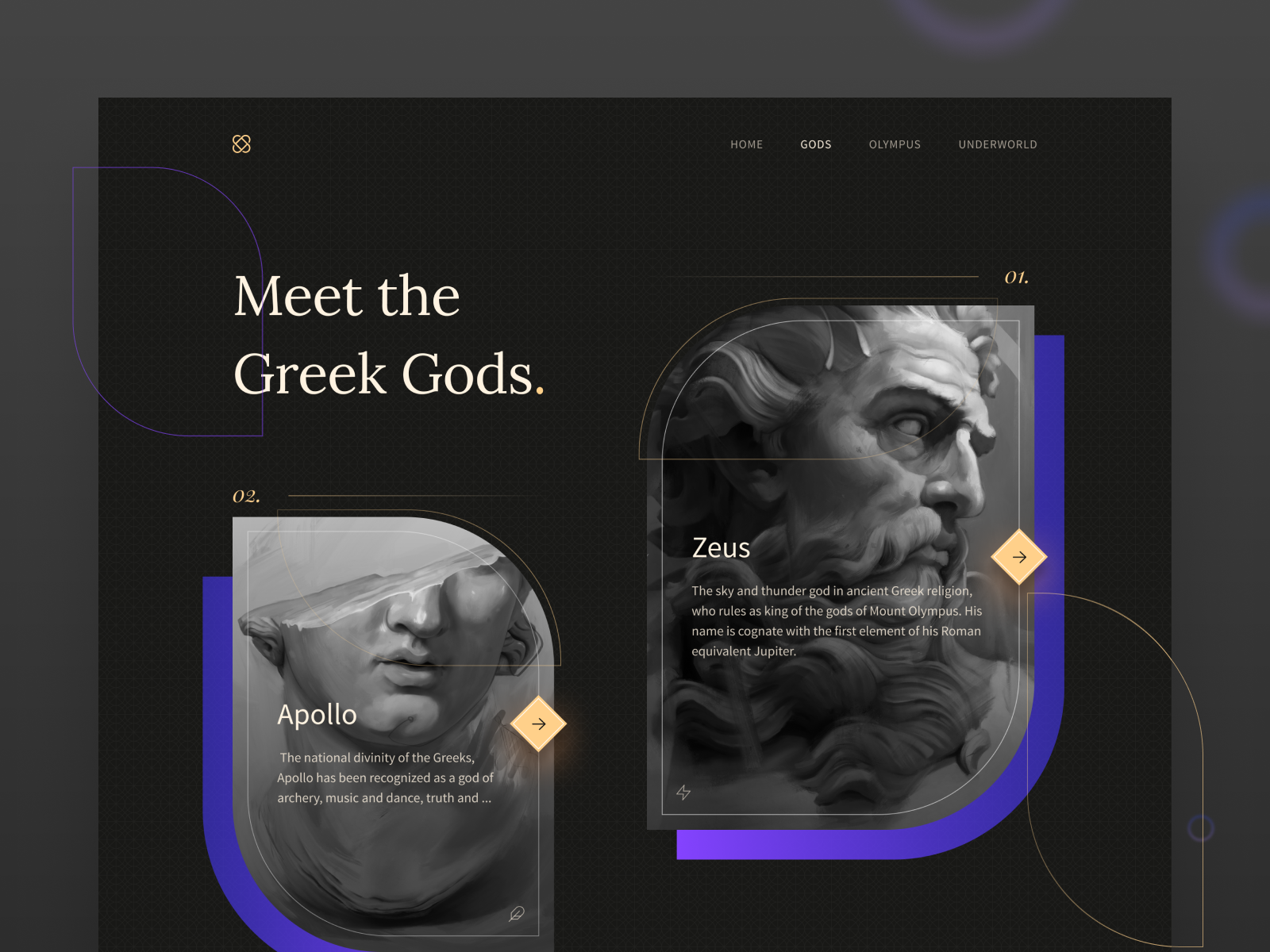 Greek Mythology Explorer by Elliott Wilkie on Dribbble