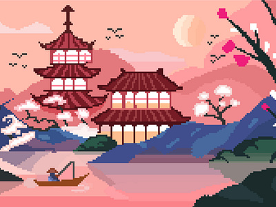 Pixel art Natural Temple view by SYED ALIF SHANTO on Dribbble