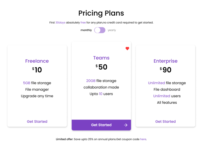 Pricing UI Concept #Dailyui030 by Alen Abraham on Dribbble