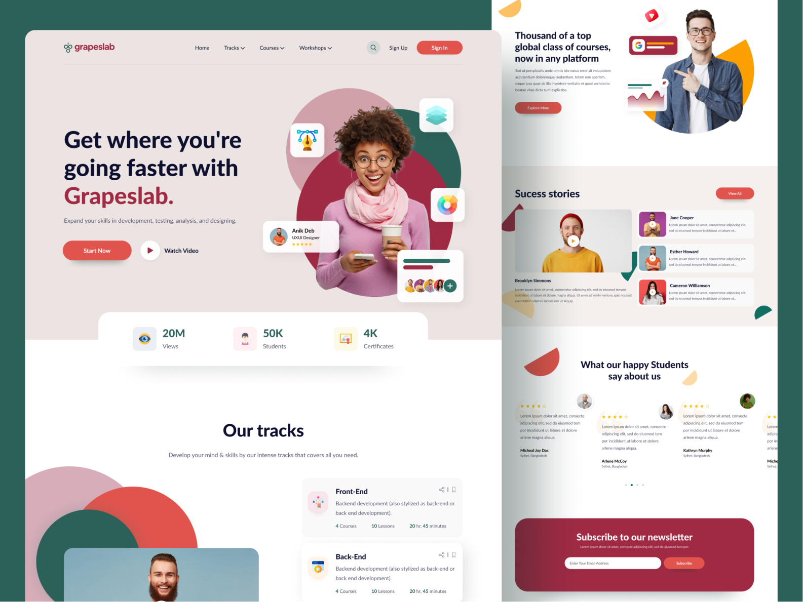 Online Courses Website - UI Design by Anik Deb for Grapeslab on Dribbble