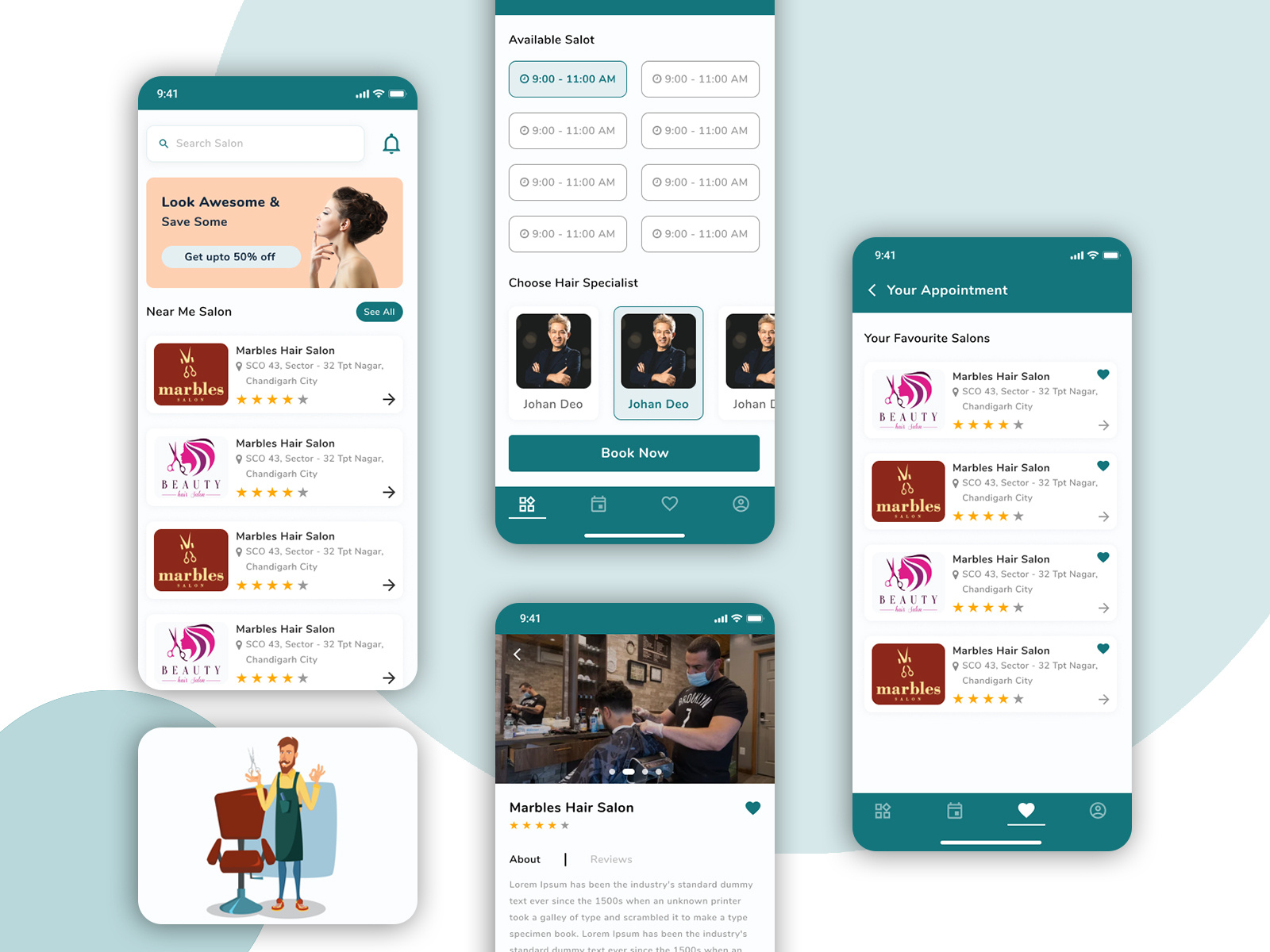 Barber salon - Mobile App Design by Ishmeet Kaur on Dribbble