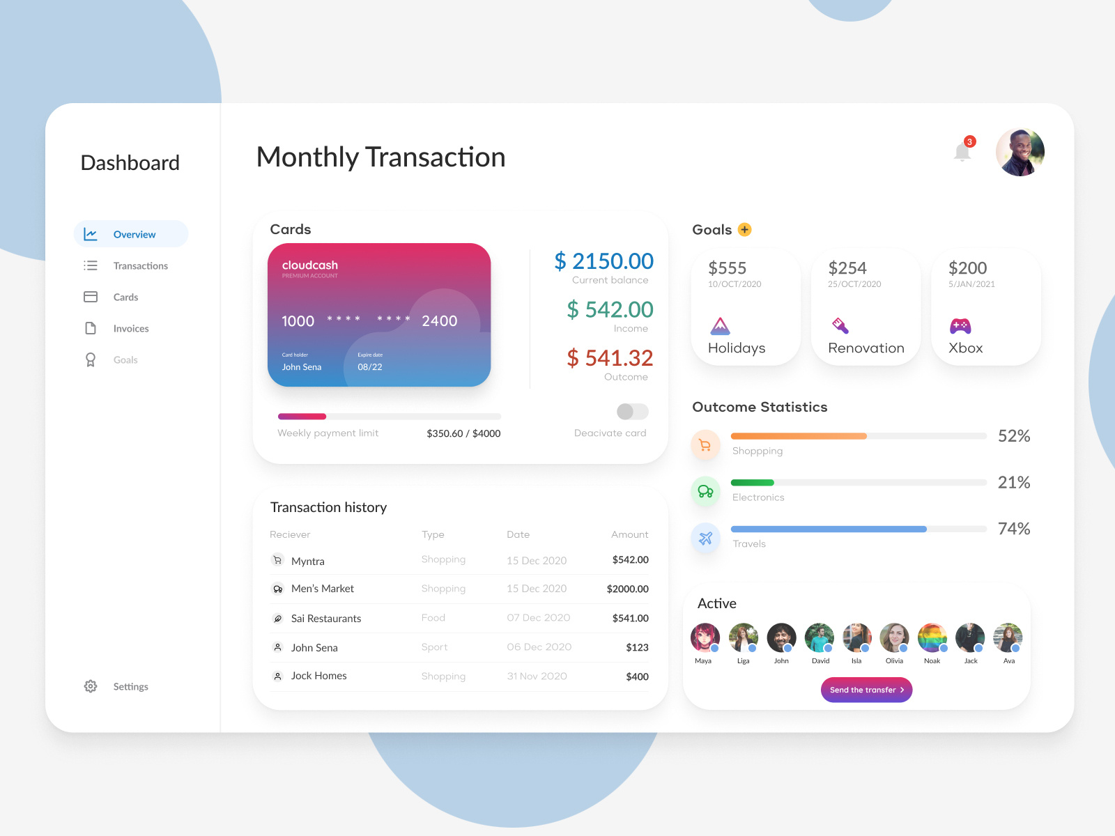 Credit Card Manager - Website Dashboard Design by Ishmeet Kaur on Dribbble