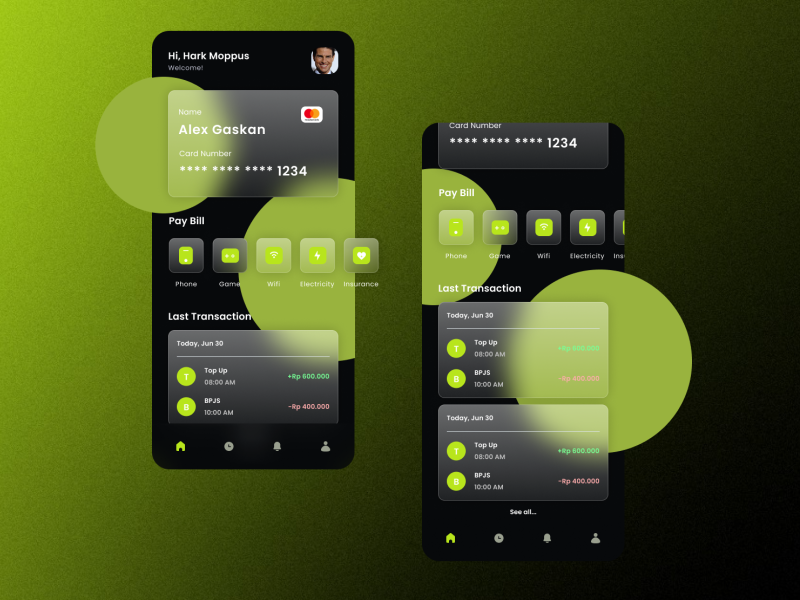 Glassmorphism Money App UI Design by Muhammad Raihan Januar on Dribbble