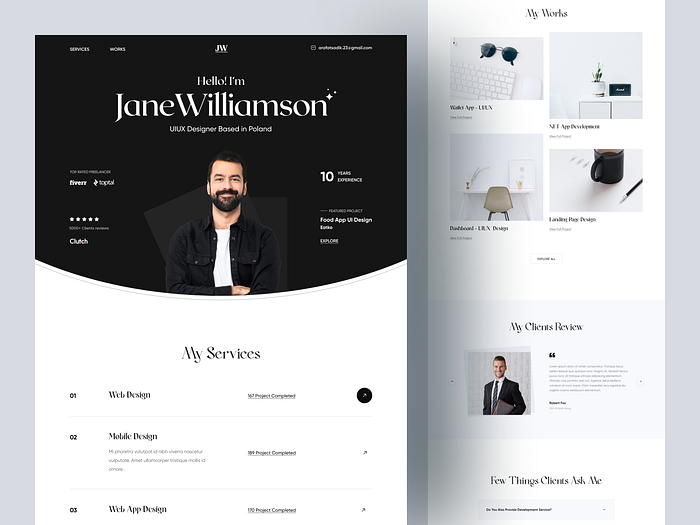 Personal portfolio website design by Arafat Sadik on Dribbble