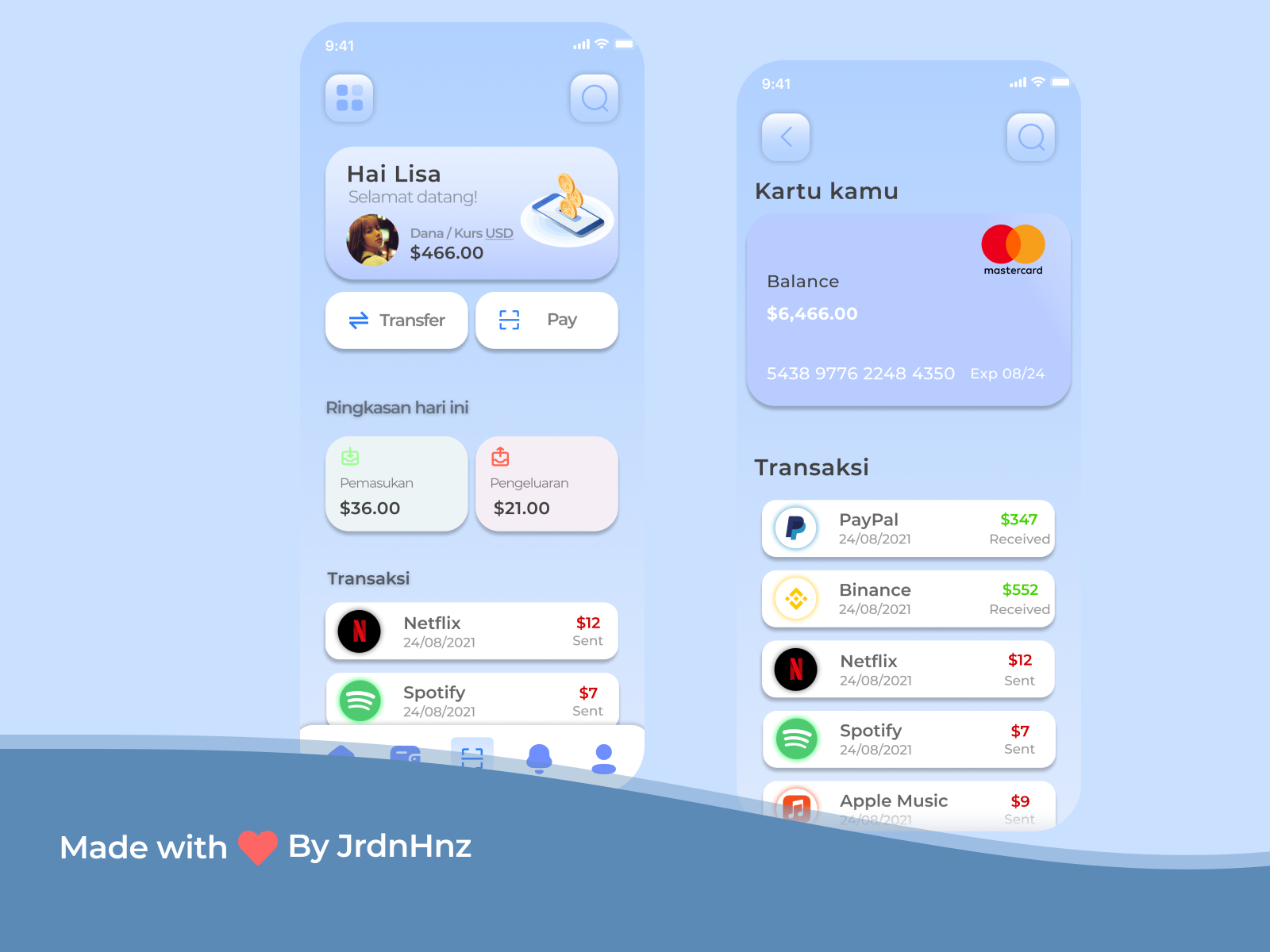 E-Wallet UI by Jrdn Hnz on Dribbble