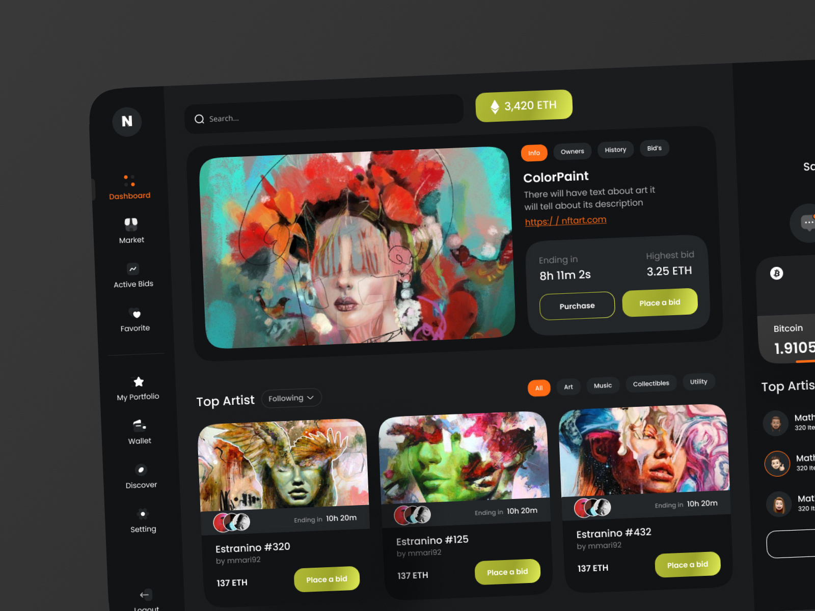 NFT Dashboard Dark by Fatima Farah on Dribbble