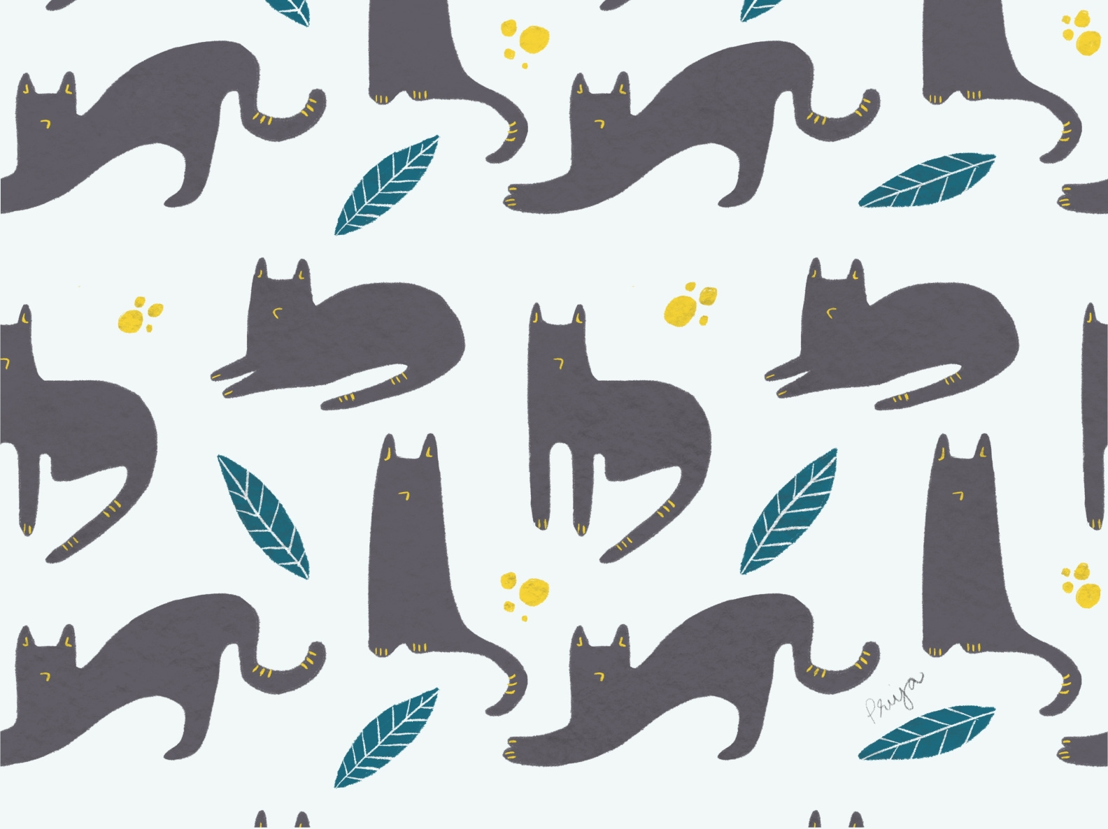 Seamless pattern - Cat in the garden by Priya Savoor on Dribbble