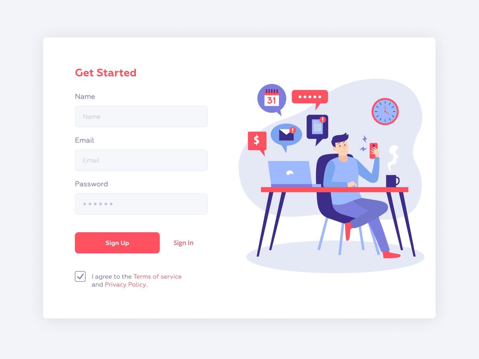 Sign Up Form by Natalia B on Dribbble