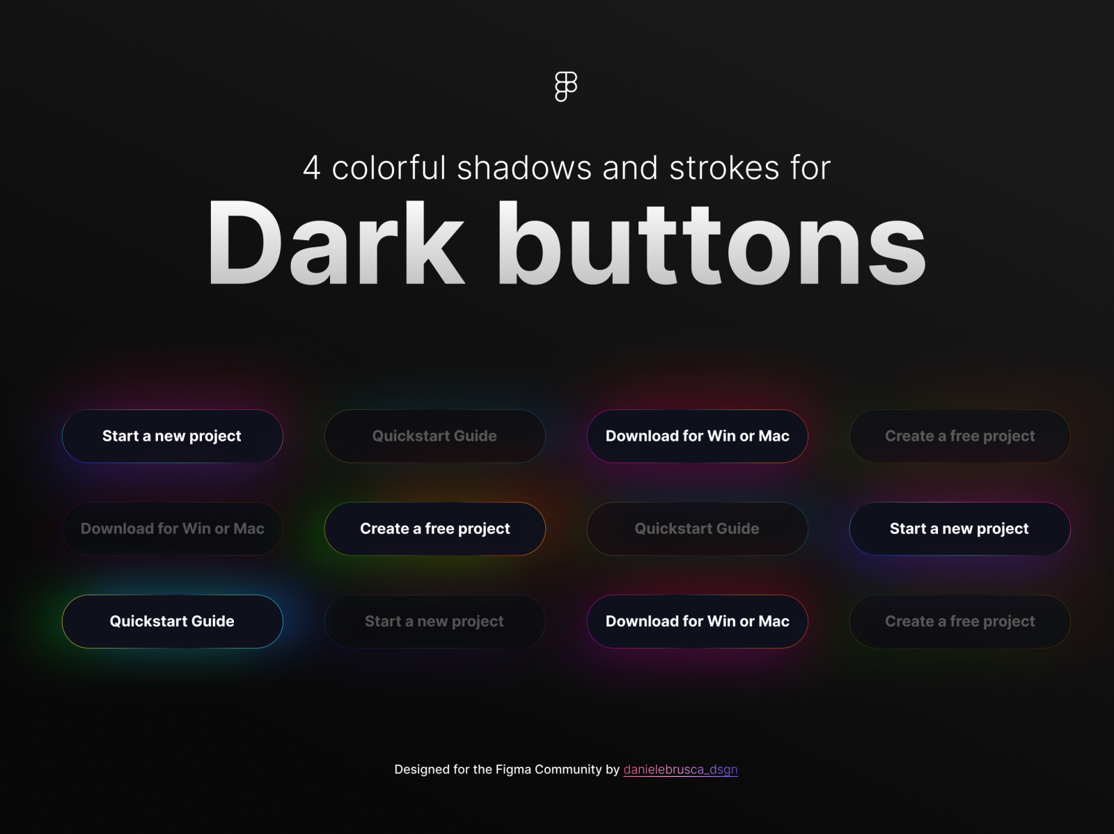 Dark Buttons - 4 minimal & colorful styles by Daniele Brusca on Dribbble