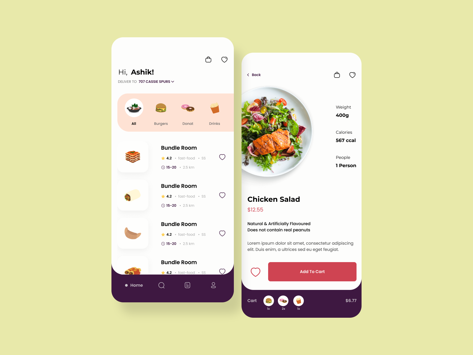 Food App UI Concept by Ashik Prottoy on Dribbble