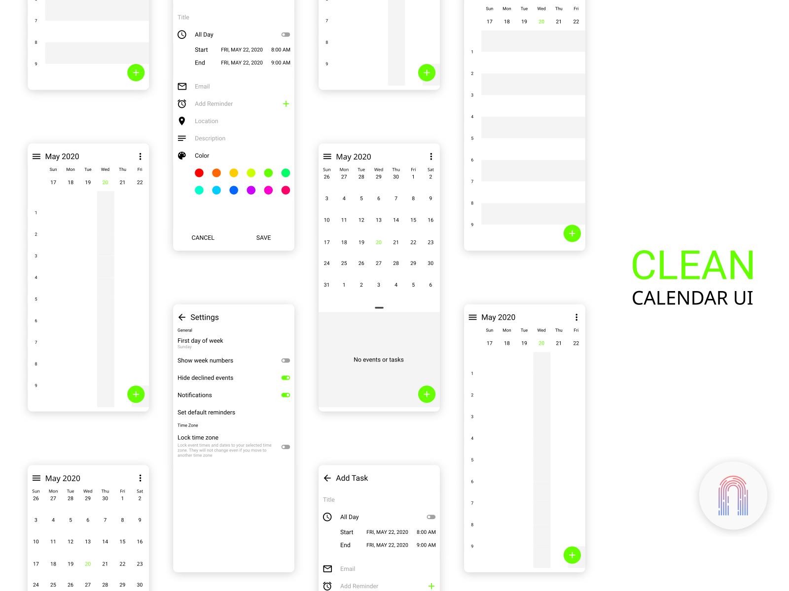 Clean Calendar UI by AL DESIGNS on Dribbble