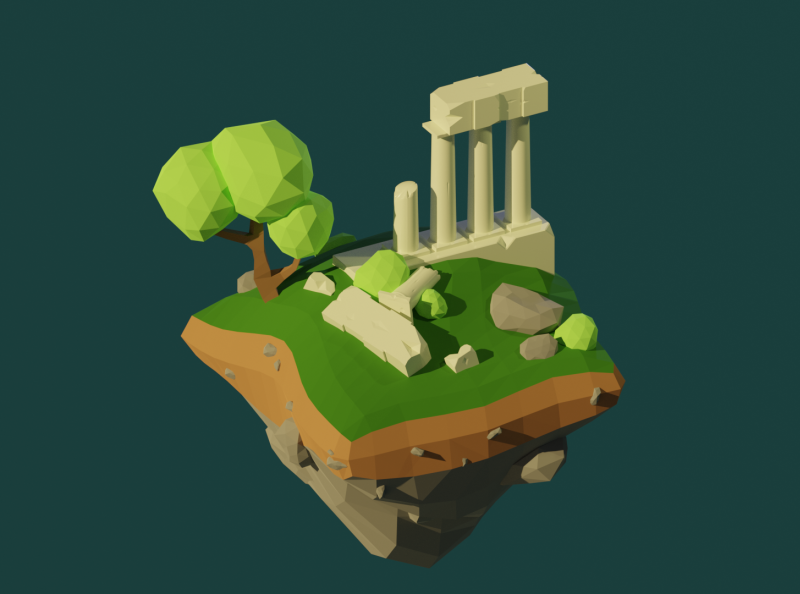 Low Poly Greek Island by Justin Castaneda on Dribbble