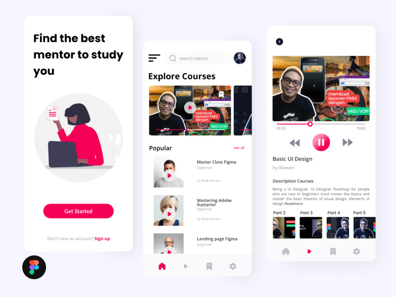 Mentor E-Learning UI Kits mobile by kanguiux on Dribbble