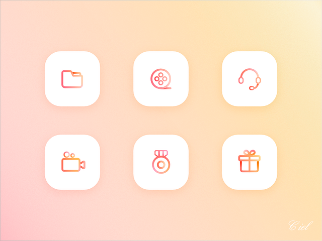 Gradient icons by Ciel.w on Dribbble