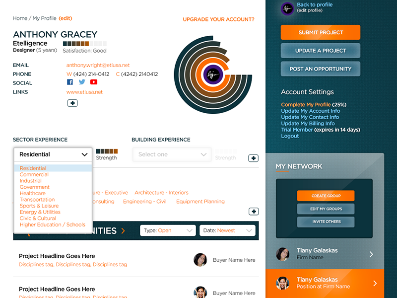 Architect Portal Web App Homepage by Anthony Gracey on Dribbble