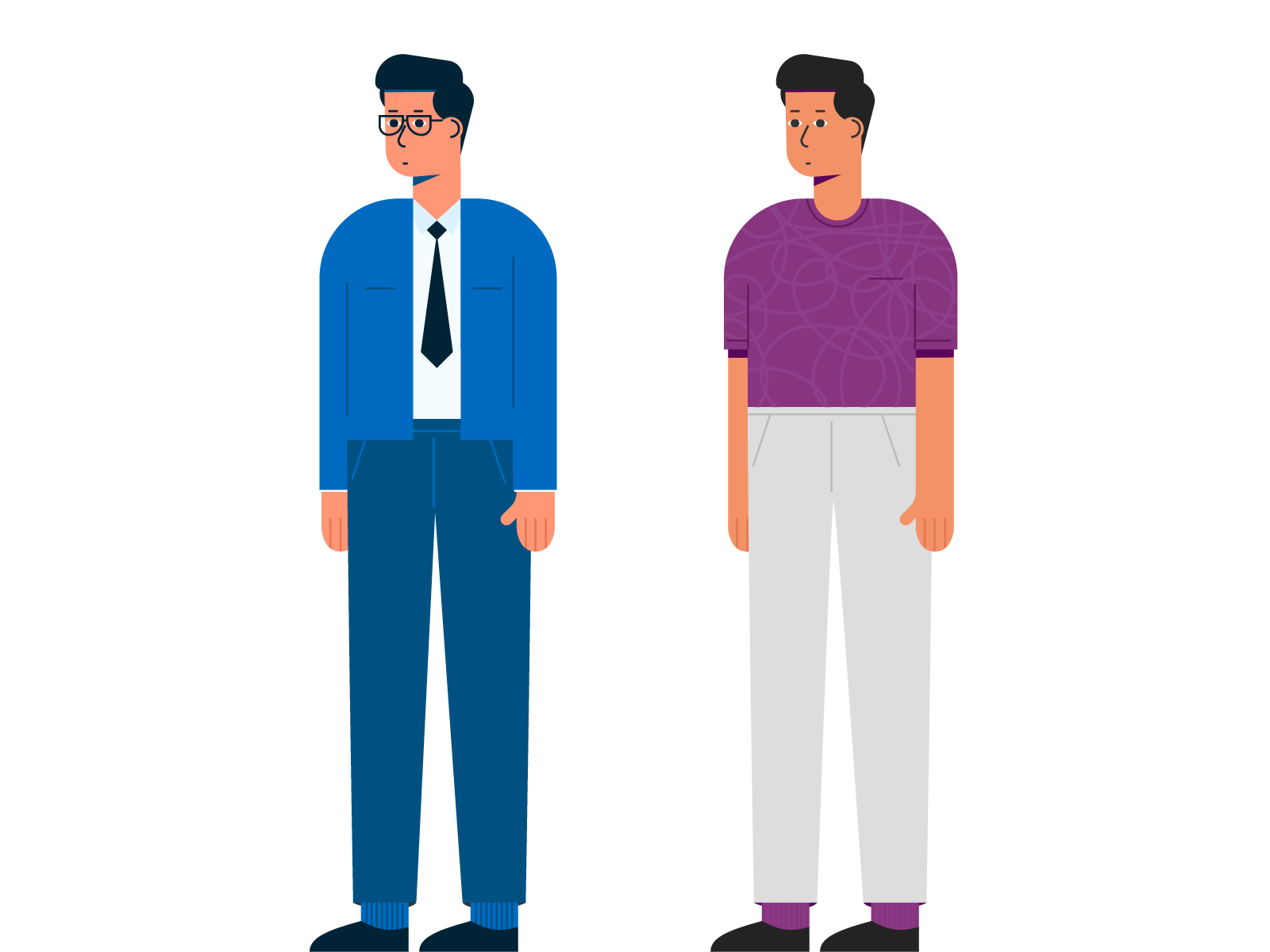 Salesman & customer character design development by Artjom on Dribbble