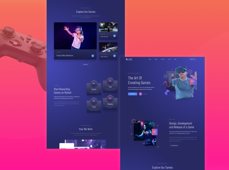 Game Responsive Landing Page by Ah kamran on Dribbble