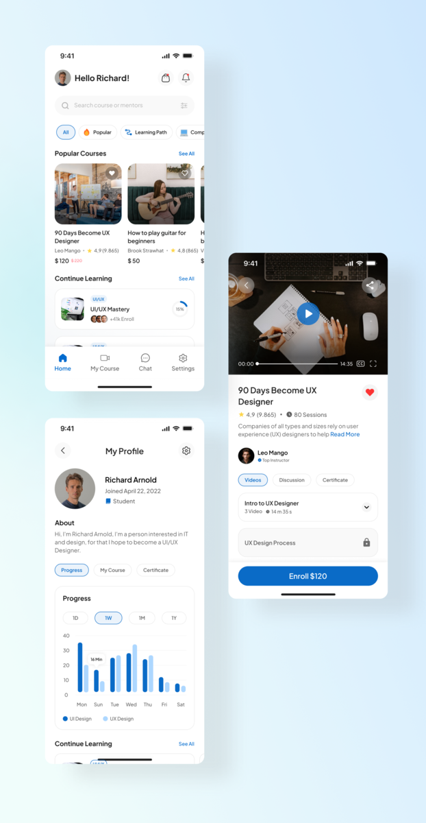 Skillup - Home, Detail, & Profile Screen by Putra Rahmatullah for ...