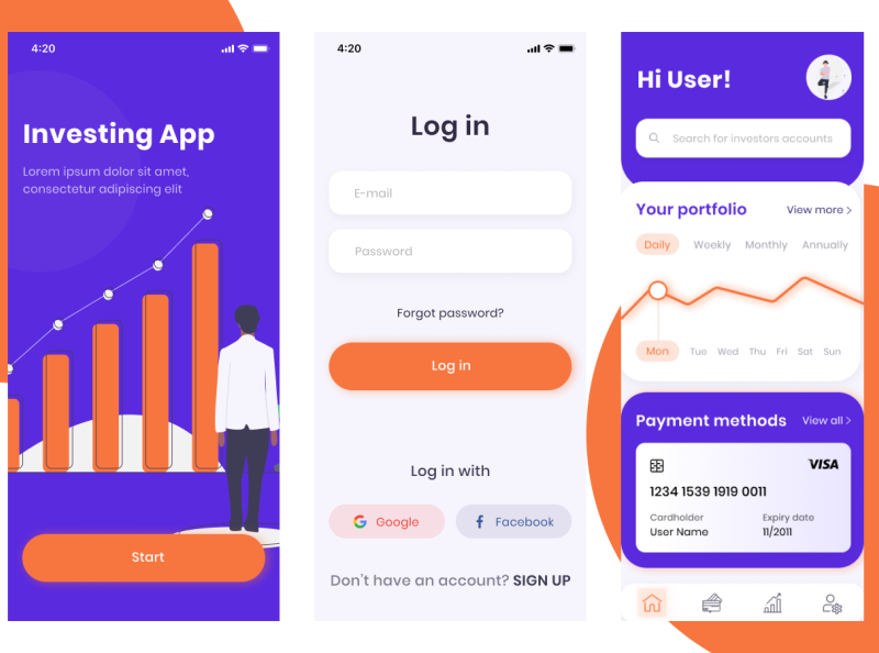 Investing App by Catherine on Dribbble