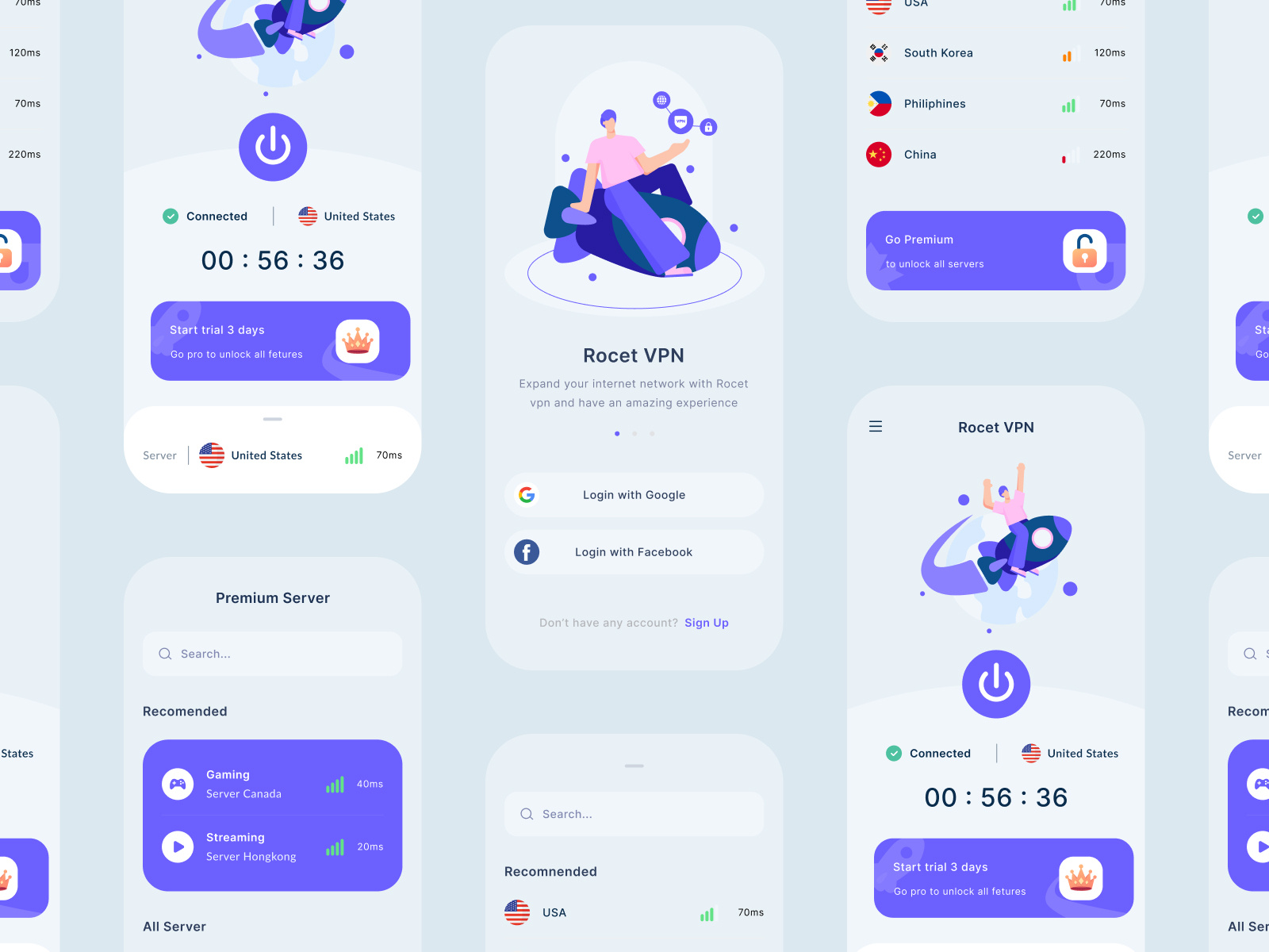 VPN App Design by Kaitlin Ro on Dribbble