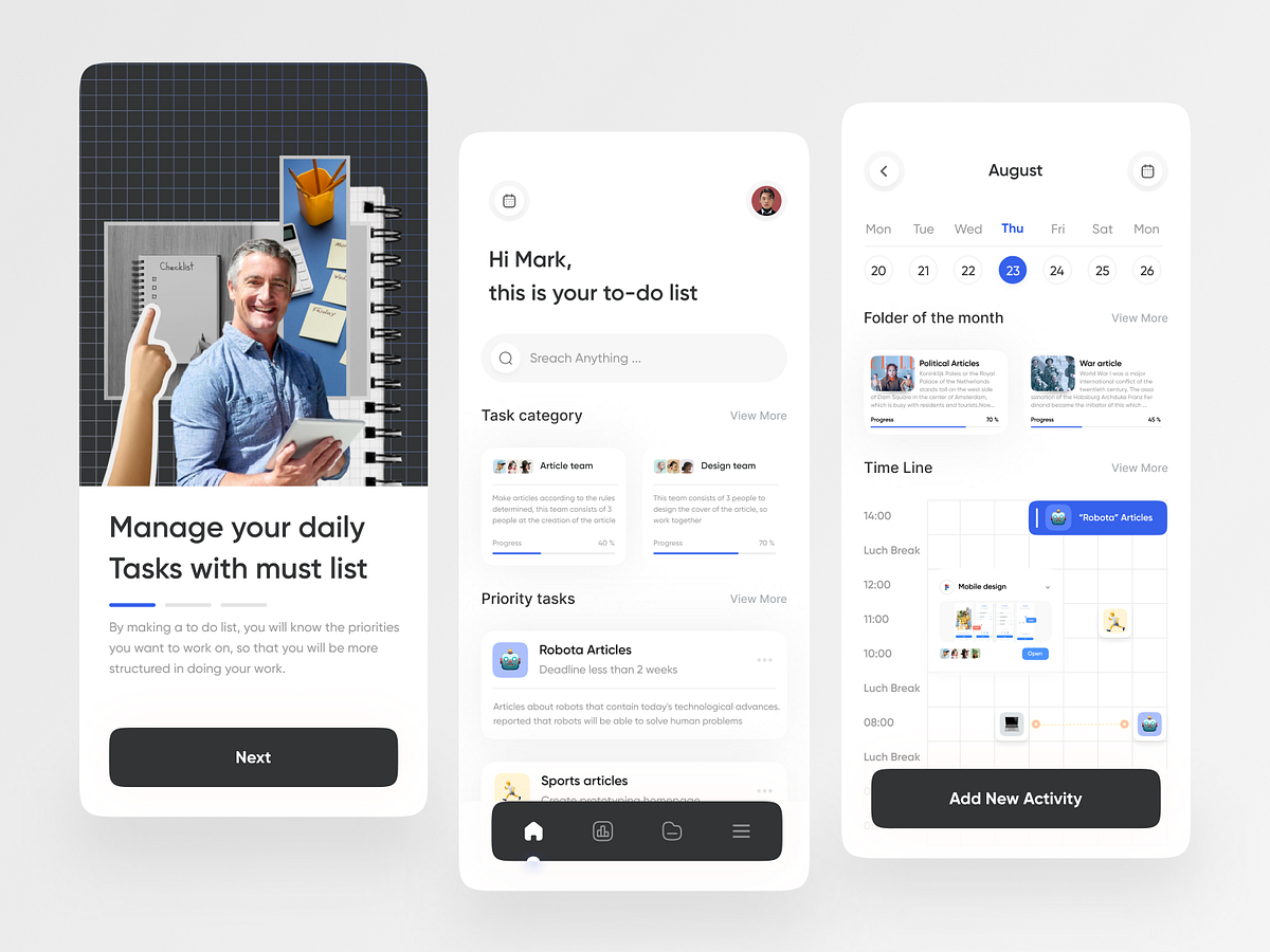 Browse thousands of Task UI Mobile images for design inspiration | Dribbble