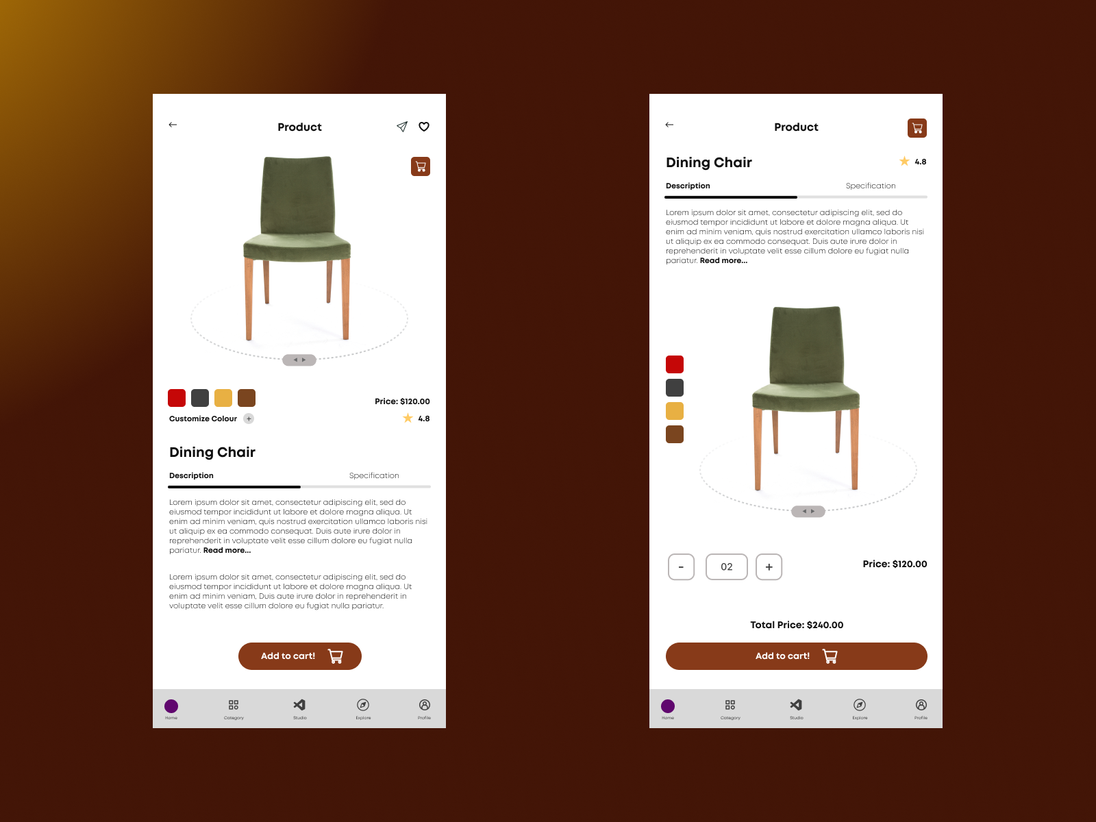 Furniture app selection template by Anne Elizabeth on Dribbble