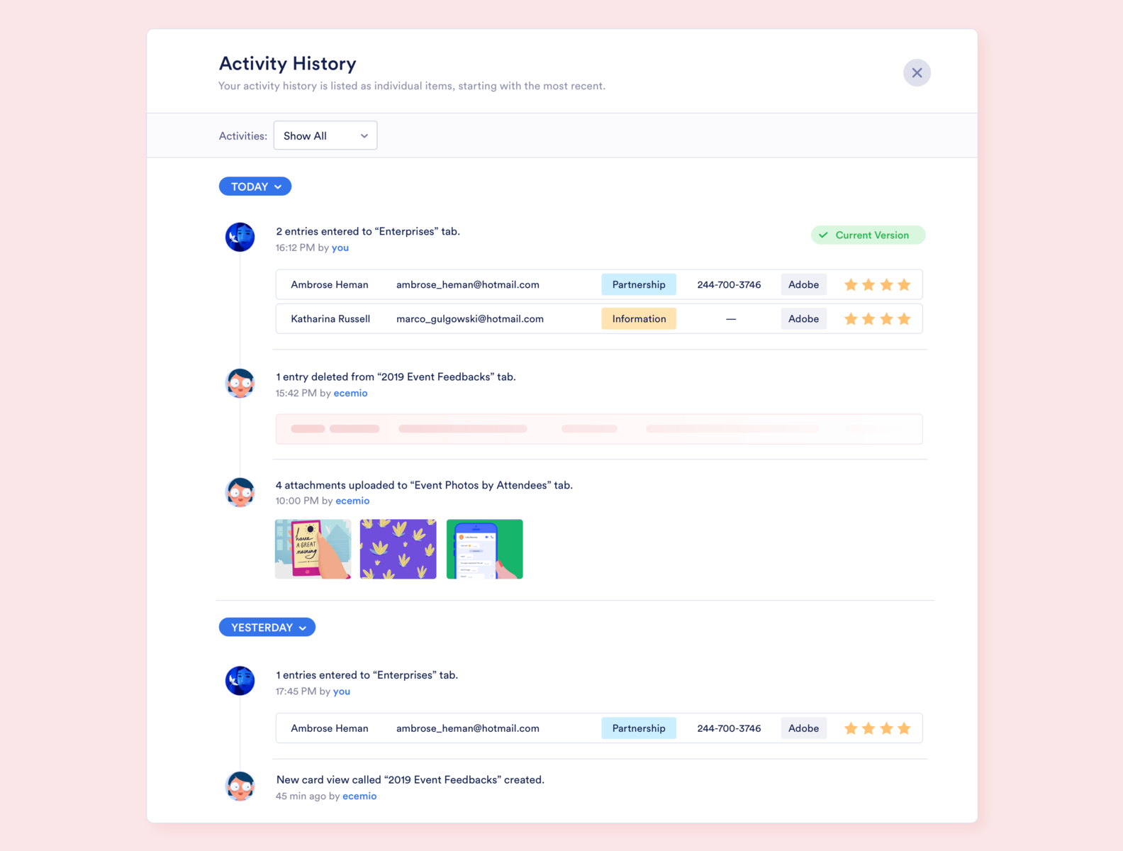 Concept Design - Activity History by Ecem Keskin on Dribbble