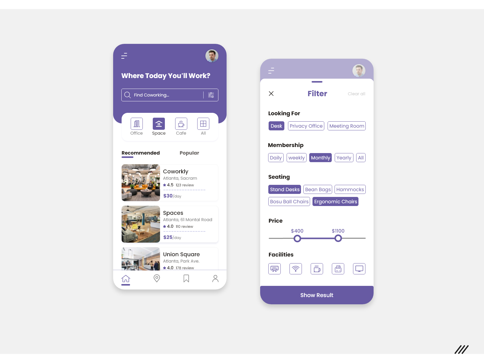 Coworking Space Booking by elaheh_absari on Dribbble