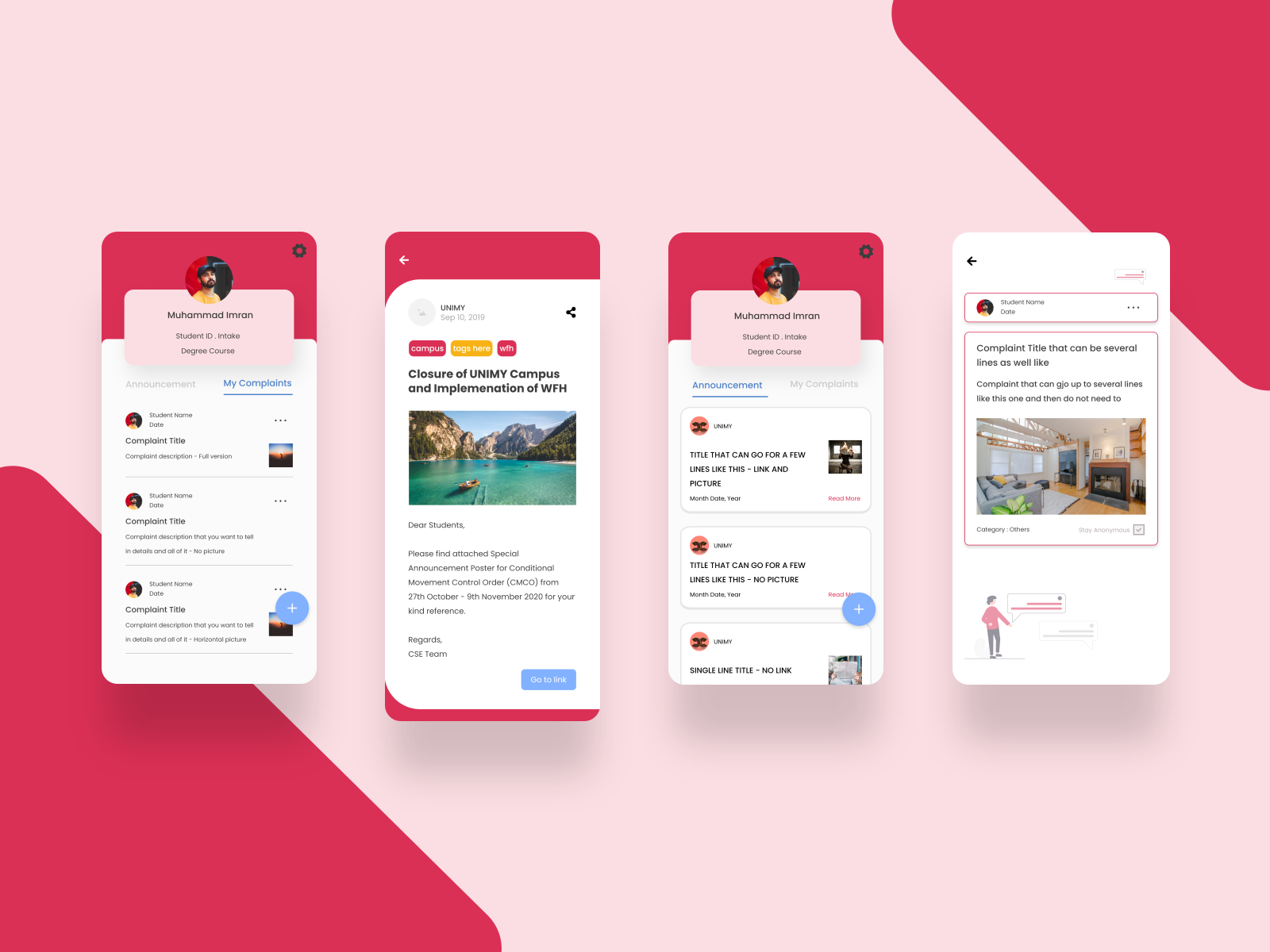 University Announcement App by Nusrah Nafiah on Dribbble