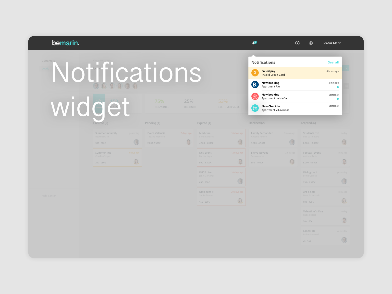 Notification Widget by Beatriz on Dribbble