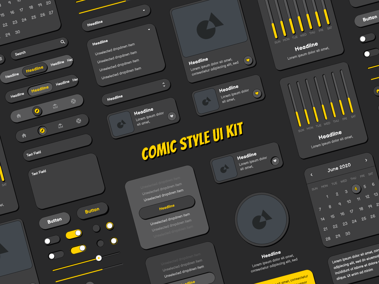 Dark Comic Style Ui Kit by OSTO Design on Dribbble
