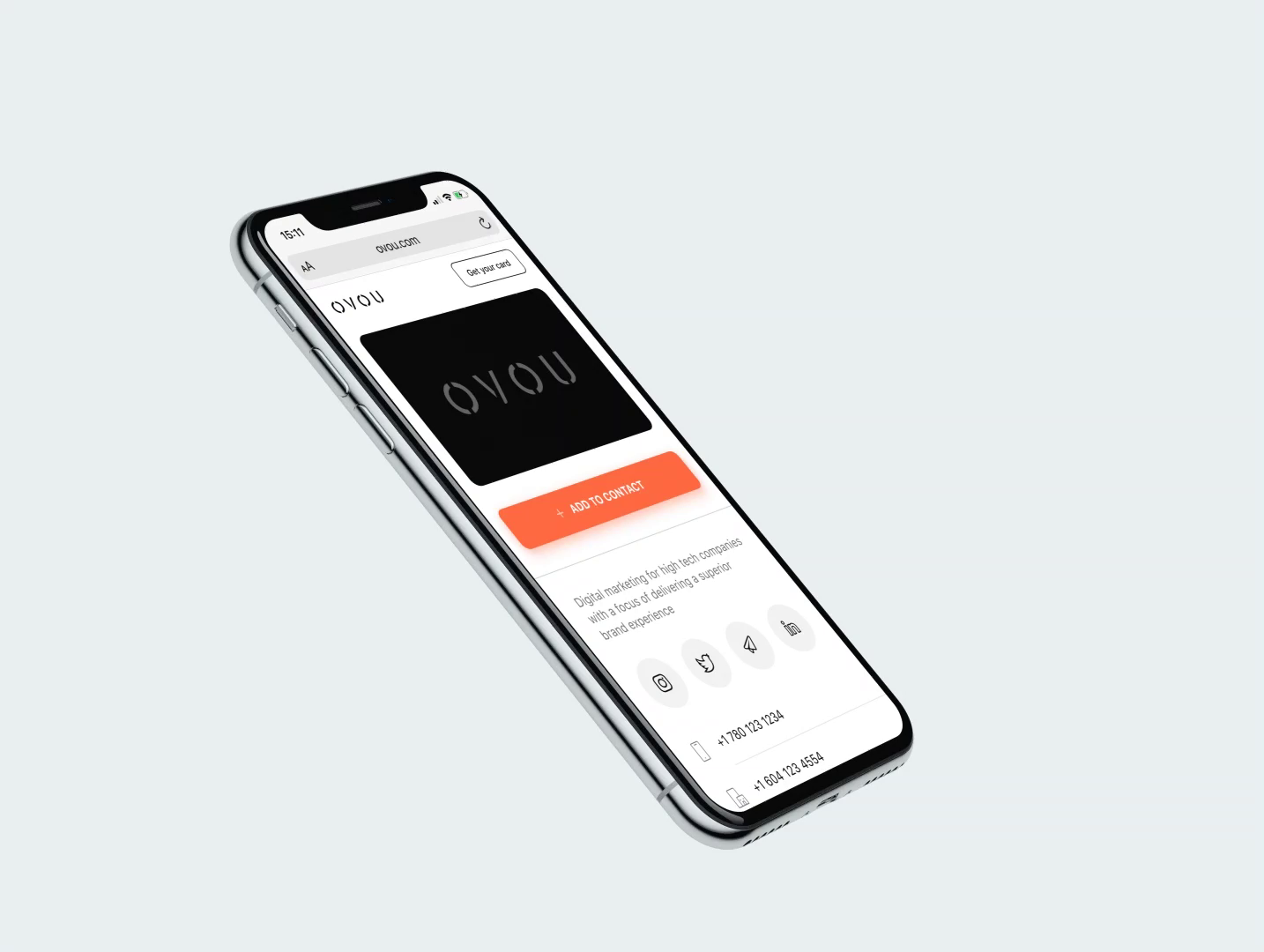 Mobile profile page. Digital vcard. OVOU Digital Business Card by Basov ...