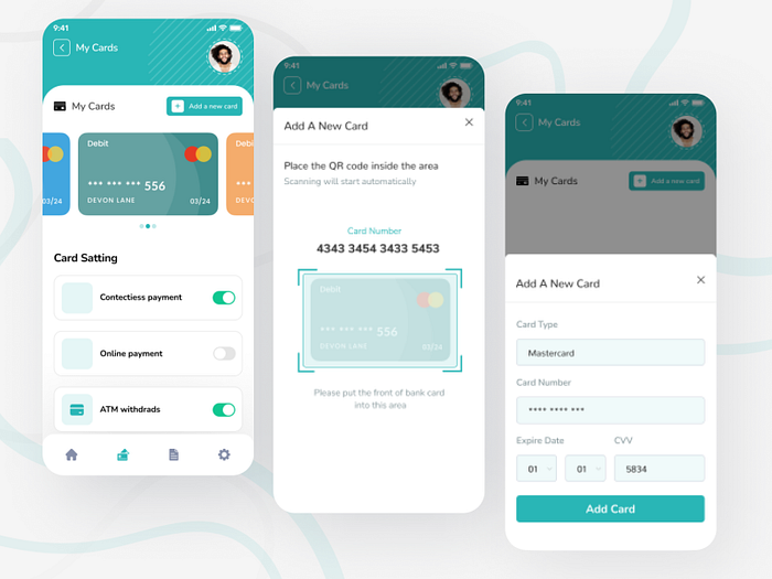 Bank app ui Add card and payment method screens by Design-Craft on Dribbble