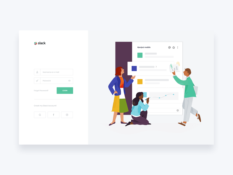 Slack Login Idea by Saidur Rahman on Dribbble