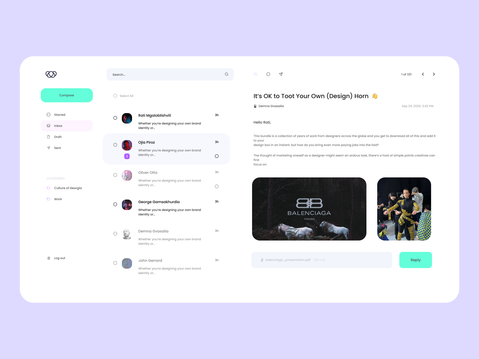 W Mail Client by Rati Mgaloblishvili on Dribbble