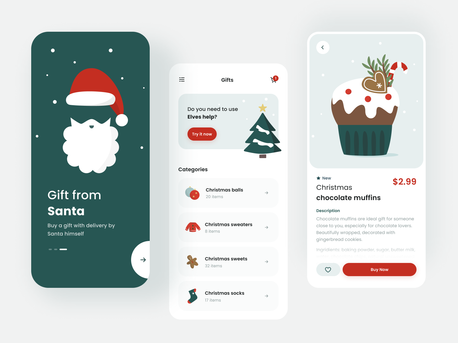 Christmas app by Florentyna Piłat for Acaisoft on Dribbble