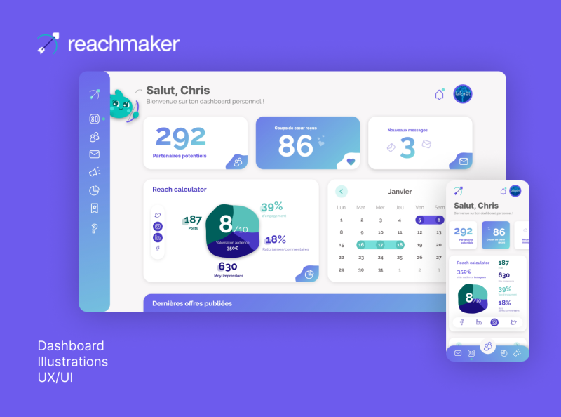 Reachmaker - Dashboard UX/UI design by Baptiste Beaudouin on Dribbble