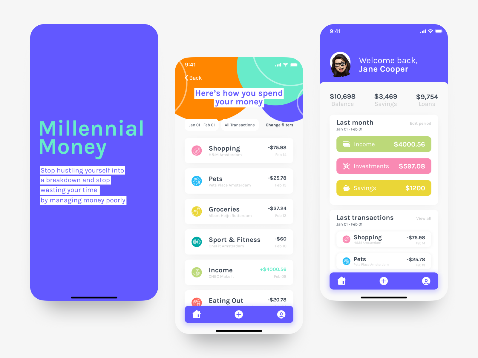 Millennial Money Budgeting iOS App by Laura Dinu on Dribbble