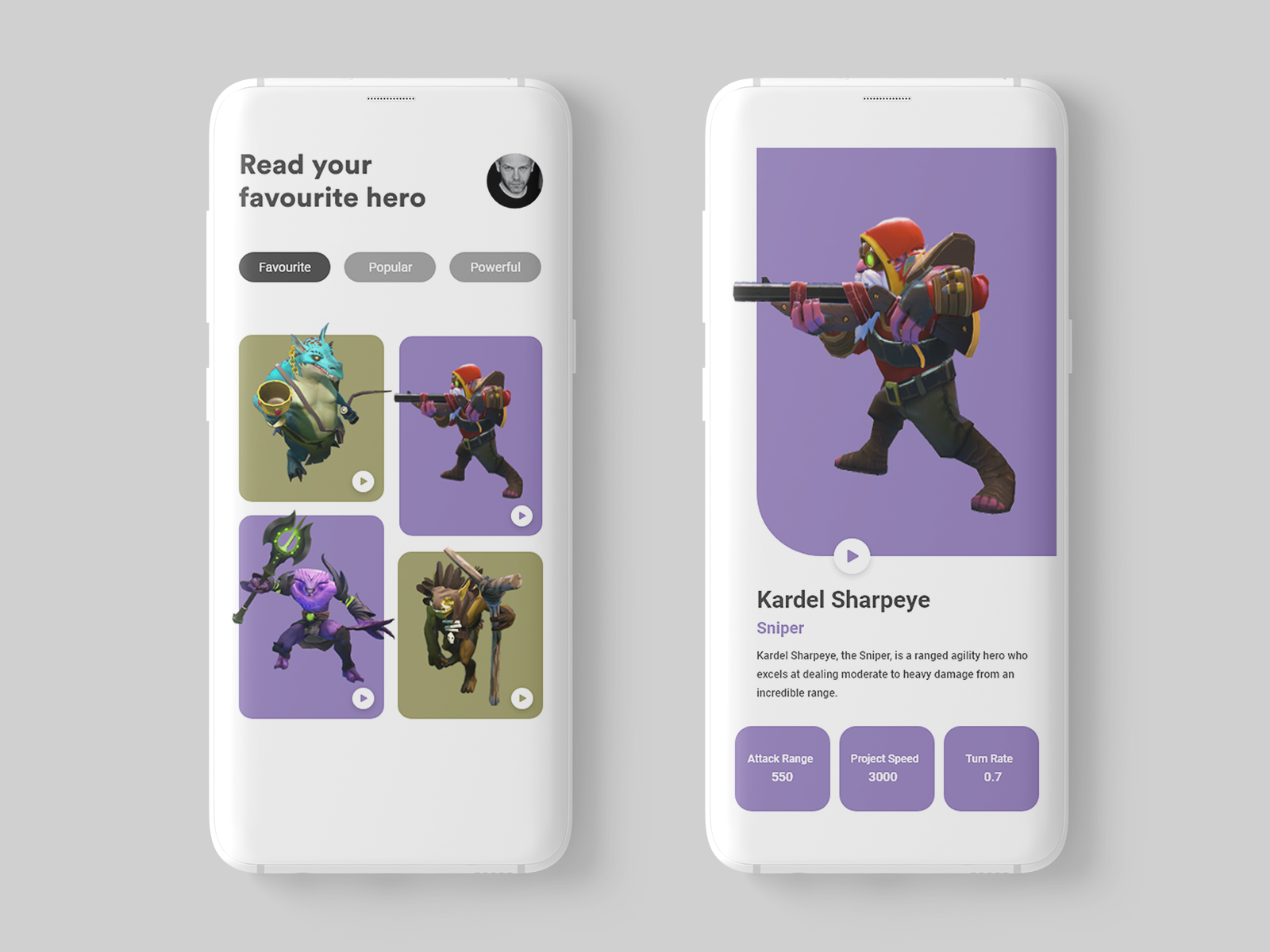 Dota Hero UI Design by Arun Pandey on Dribbble