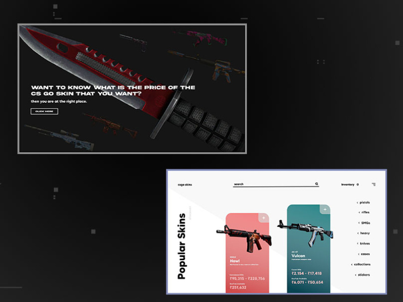 CS GO Skins site design rethink! by Rohit Gupta on Dribbble