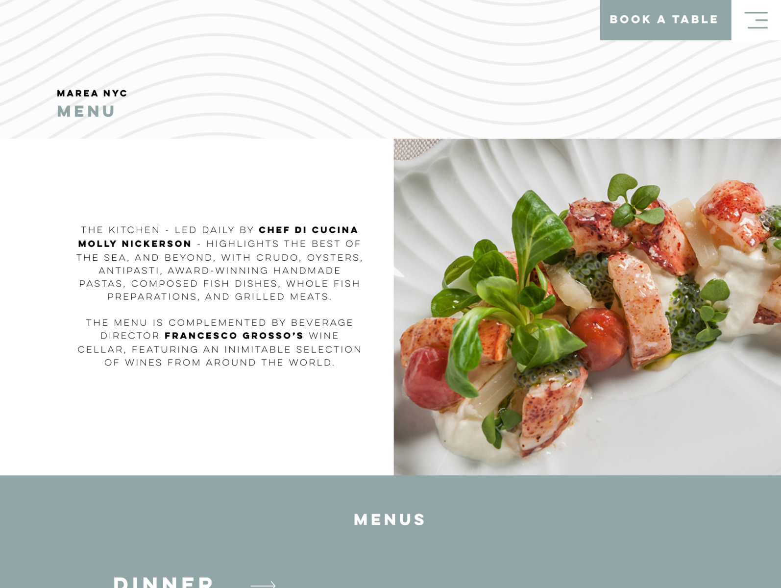 Menu page design for Marea by Tyler Inn on Dribbble