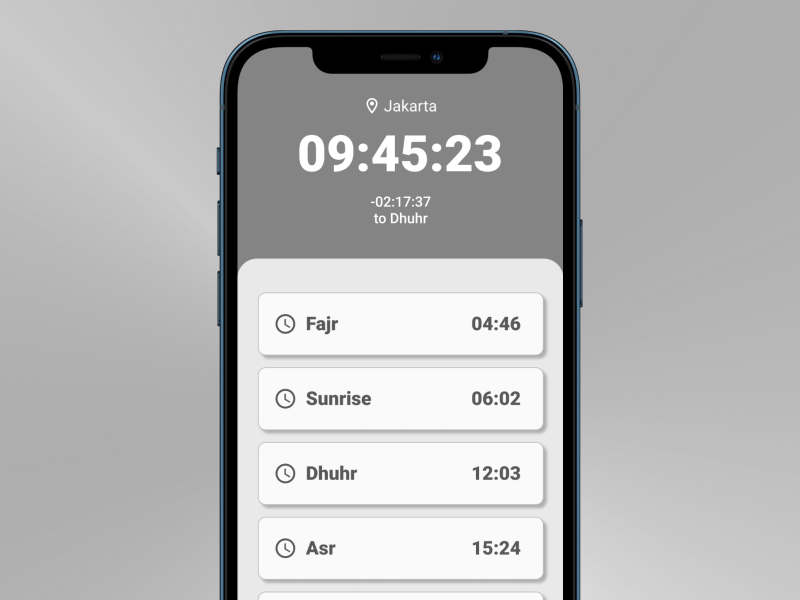 Prayer Times UI by Ahmad Nathan Firdaus on Dribbble