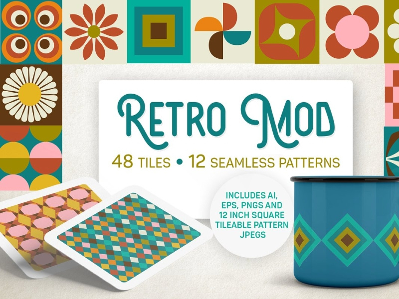 Retro Mod Tiles & Seamless Patterns by melissa held designs on Dribbble