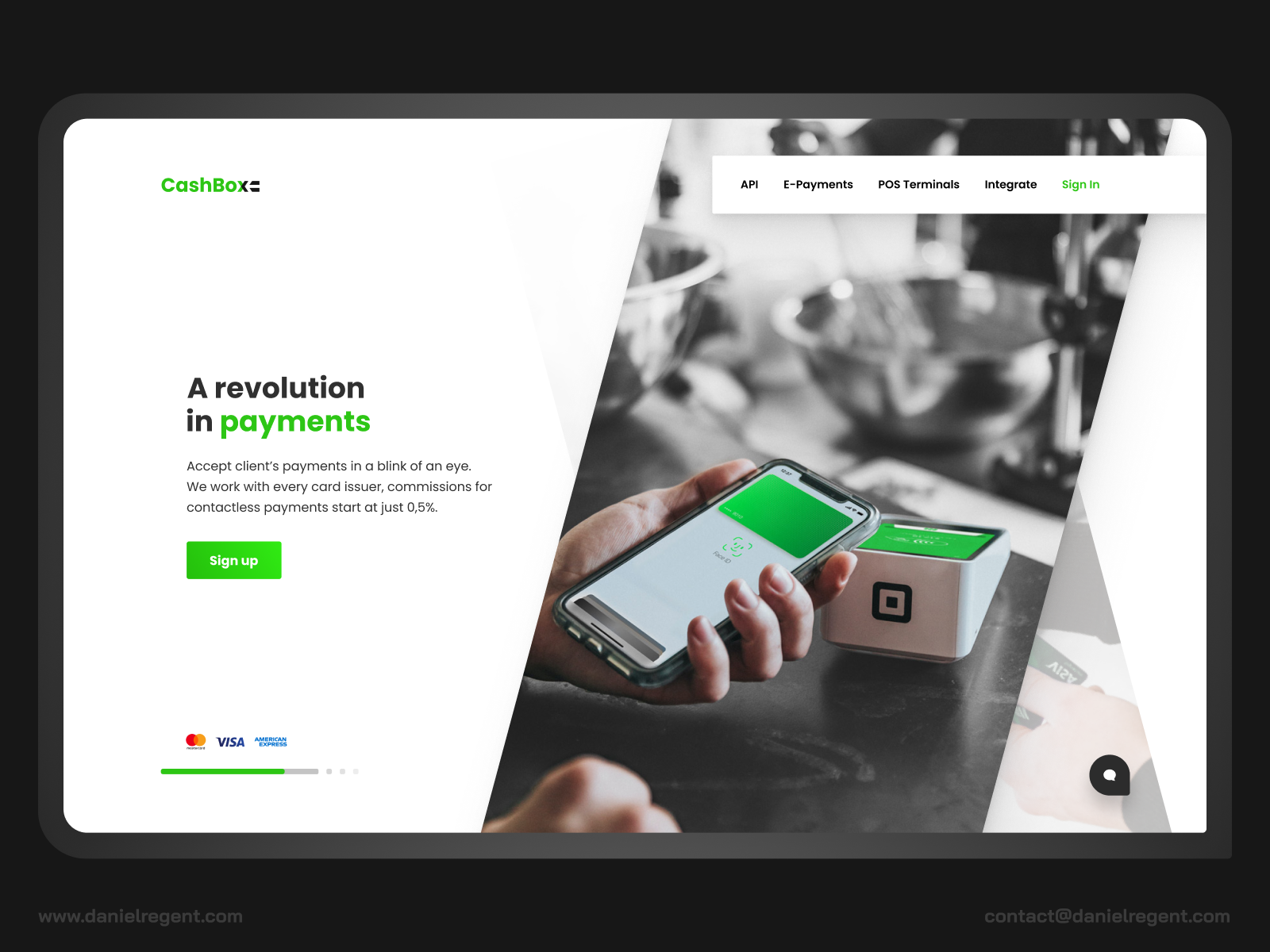 Payment method landing page by Daniel Regent on Dribbble