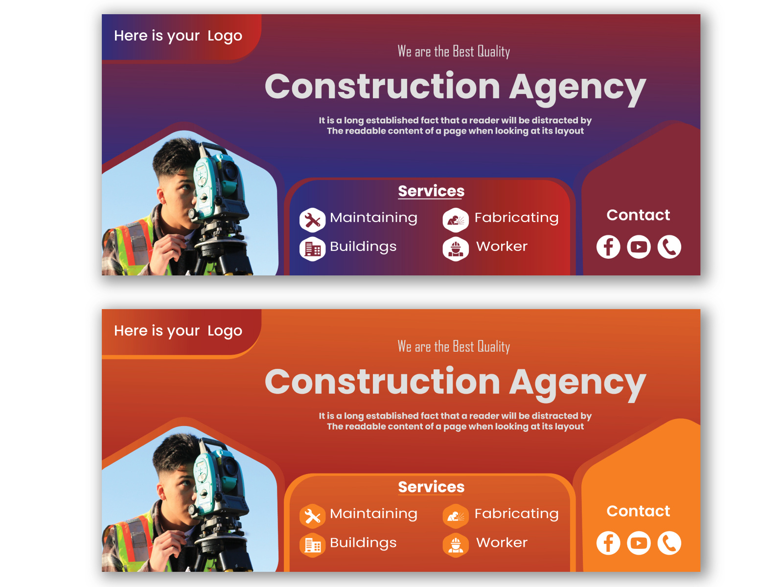 Construction company Facebook cover banner design by EveryBrandBD on ...