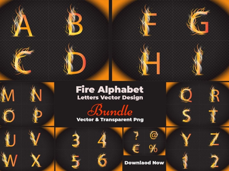 Fire Alphabet Letters Design by MRI STUDIO on Dribbble